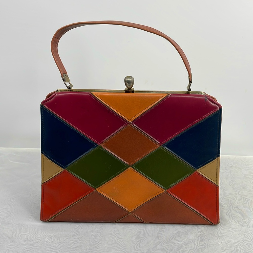 Vintage 60’s Harlequin Diamond Pattern Patchwork Colo… - Gem